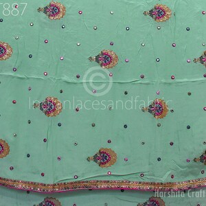 Embroidered Dupatta Chinon Chiffon 2.5 Meter Dupatta Chuni Bridal Veil ...