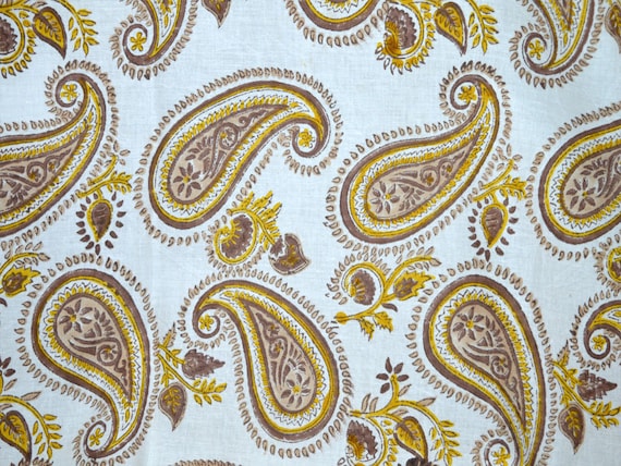 Paisley Indian Block Print Soft Cotton Fabric sold by yard | Etsy