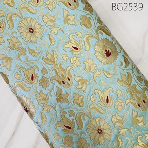Ice Blue Brocade Fabric by the Yard Indian Wedding Dresses Varanasi ...