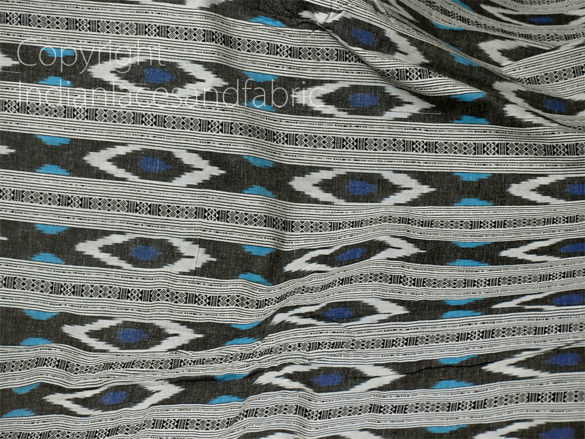 Blue Ikat Cotton Fabric by the Yard Indian Handloom Upholstery - Etsy