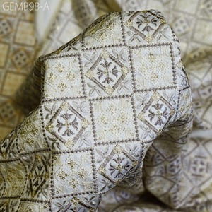 Cream Embroidered Fabric by the Yard Sewing DIY Crafting Indian ...