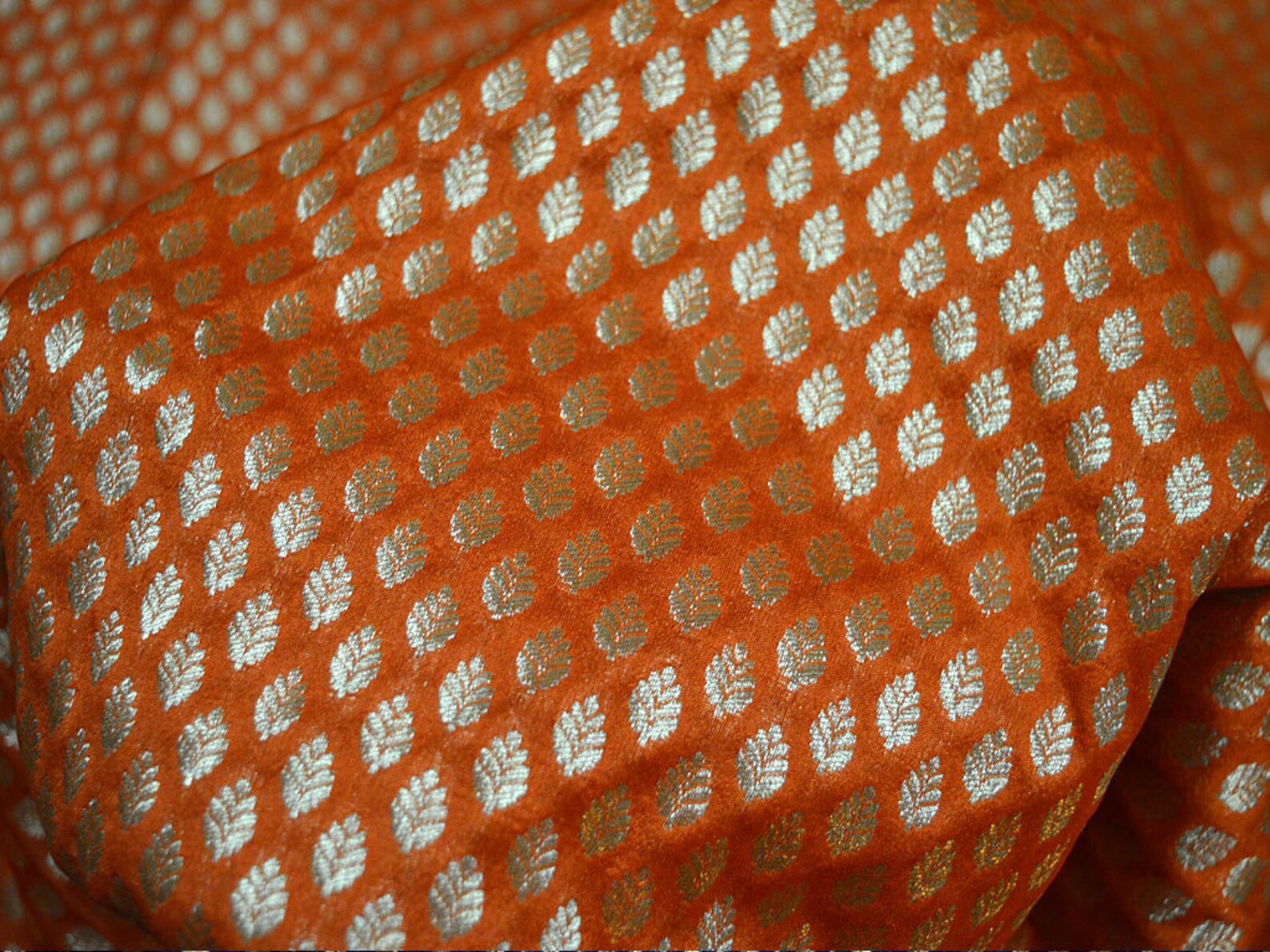 Buy Orange Brocade Fabric by the Yard Crafting Wedding Dress Costume ...