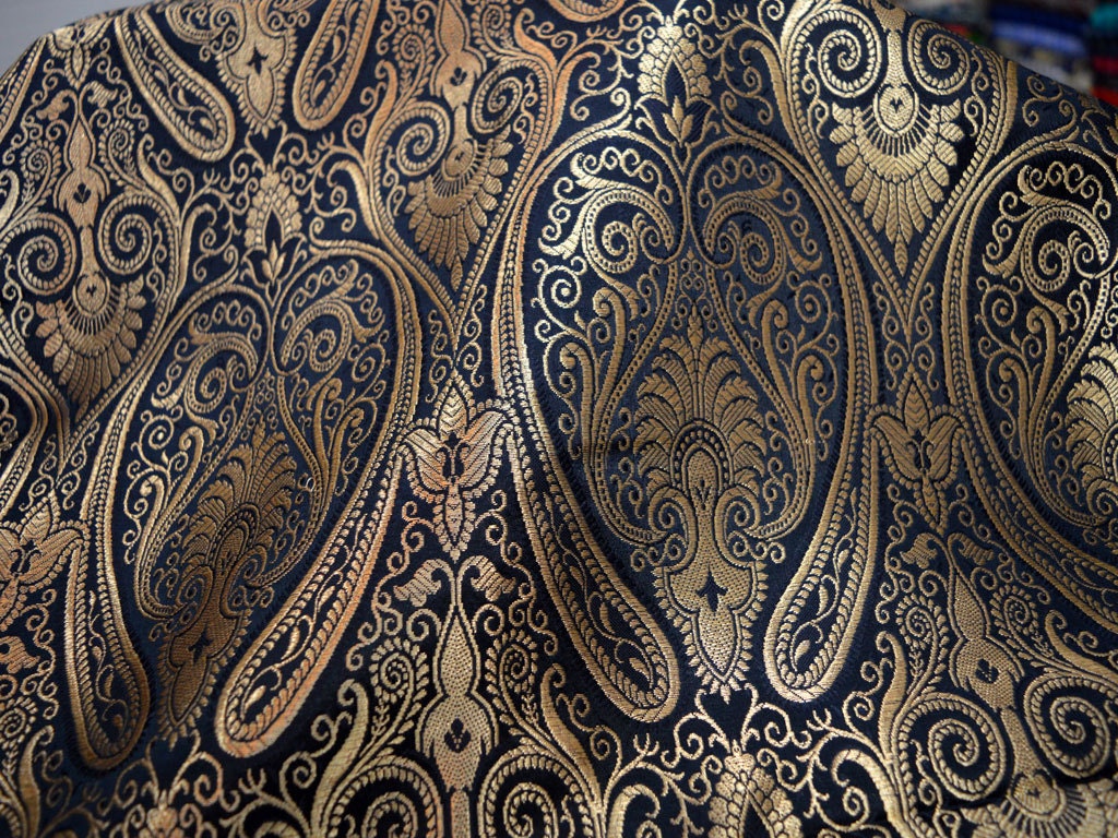 Black Brocade Fabric by the Yard Brocade for Vest Jacket | Etsy