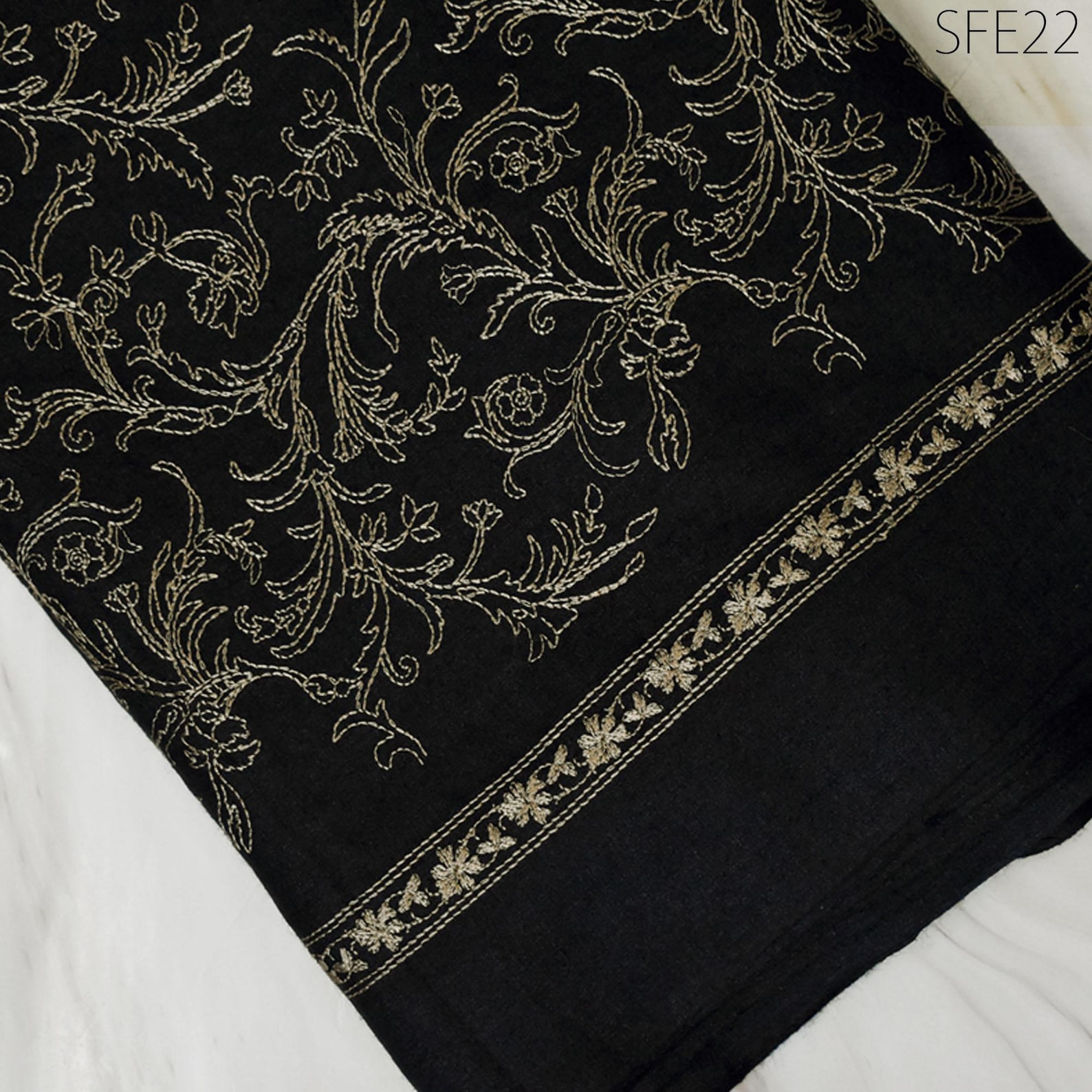 Pure Tussar Silk Embroidered Fabric by the Yard Indian Embroidery Raw ...