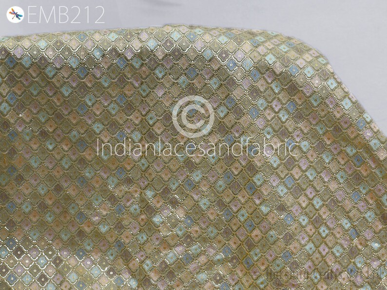 Pista Green Embroidered Georgette Fabric by the Yard Indian - Etsy