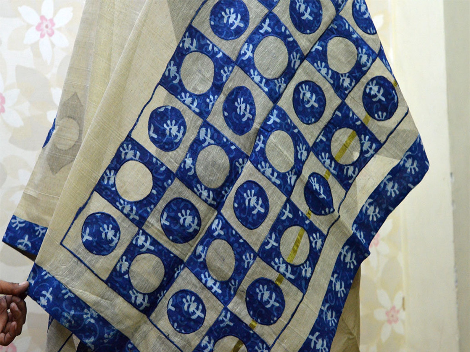 Indigo Blue Patch Work Boho Scarf Dupatta Women Scarf Chanderi - Etsy