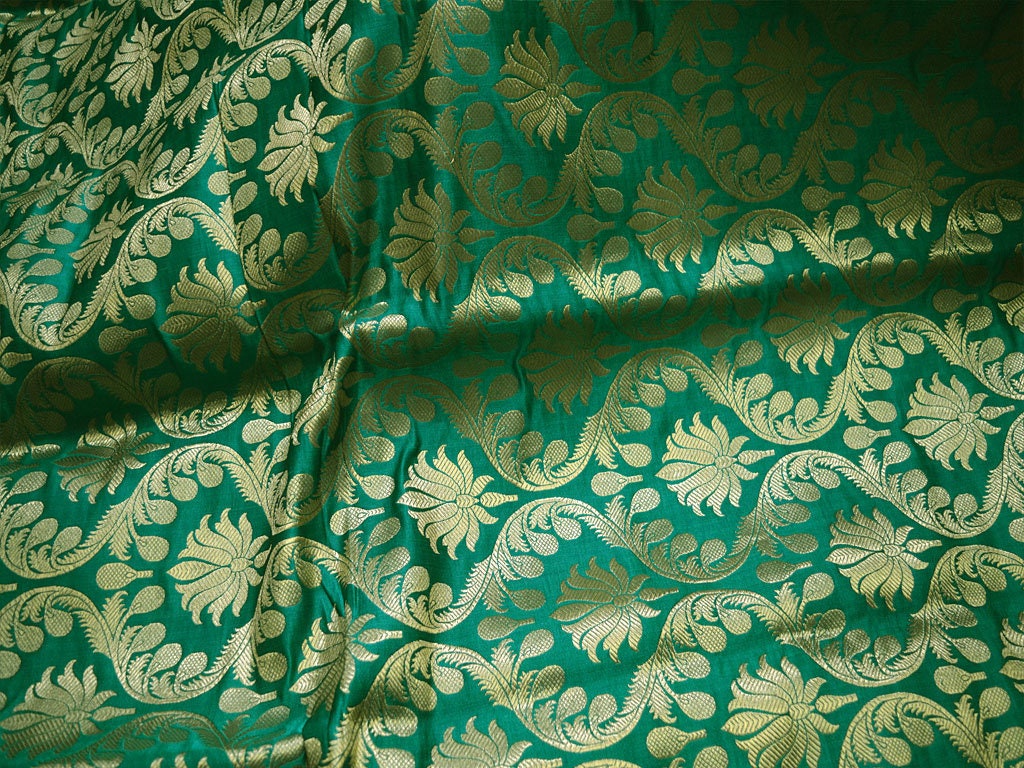 Grüner Brokat-Stoff der indischen Brokat-Stoff durch das | Etsy