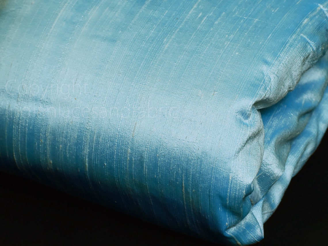 Iridescent Blue White Pure Dupioni Silk Fabric by Yard Wedding | Etsy