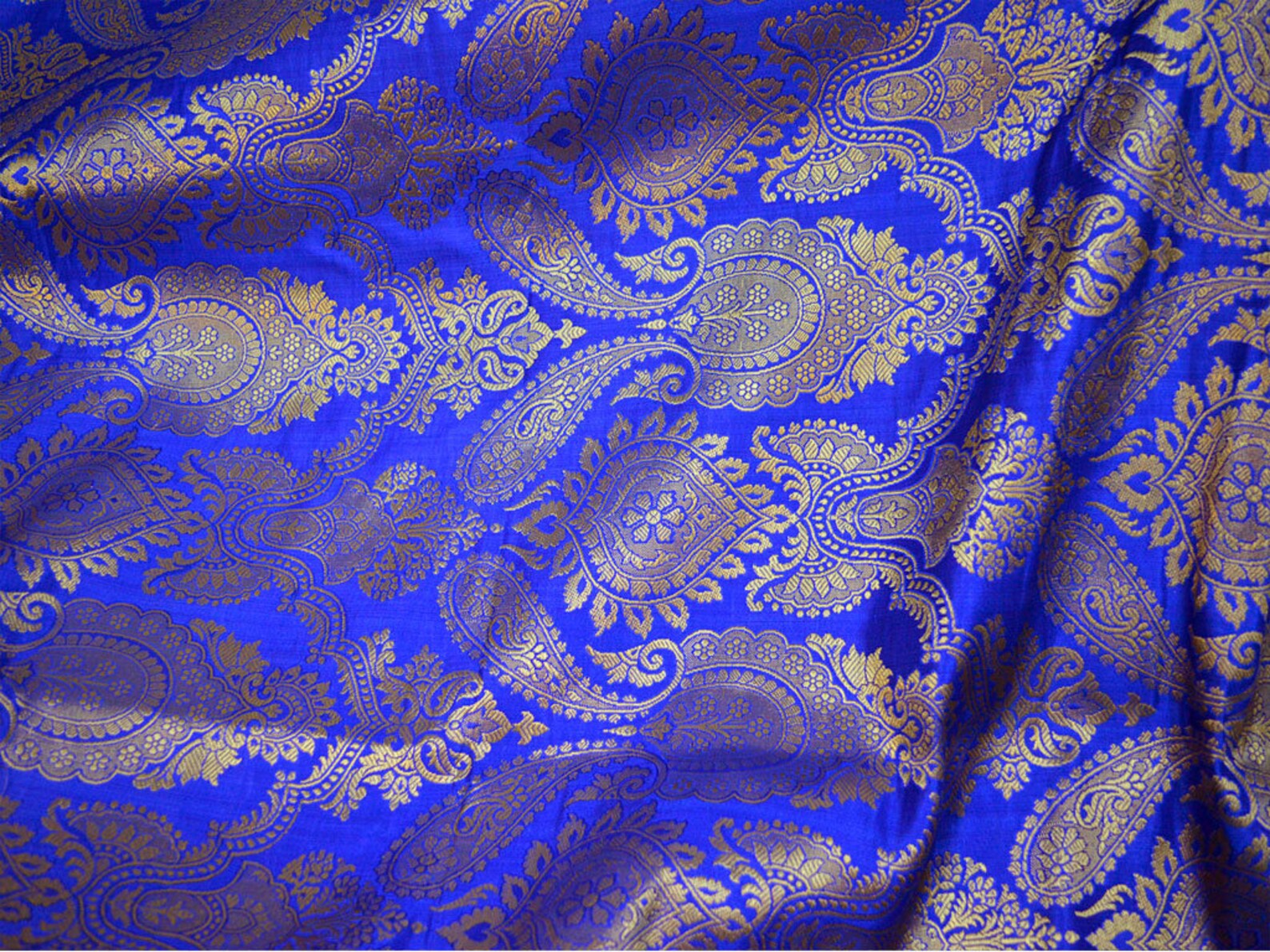 Brocade by the Yard Indian Royal Blue Brocade Wedding Dress - Etsy