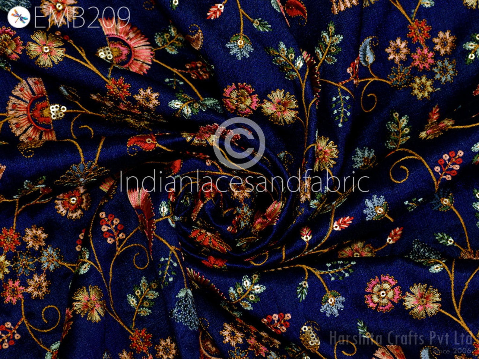 Indian Embroidered Fabric Sewing DIY Crafting Embroidery - Etsy