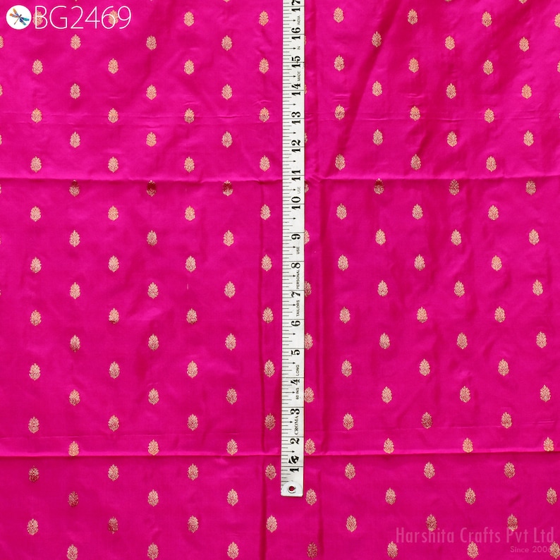 70gsm Pure Mysore Silk Fabric by the Yard Brocade Zari Buttie Indian ...