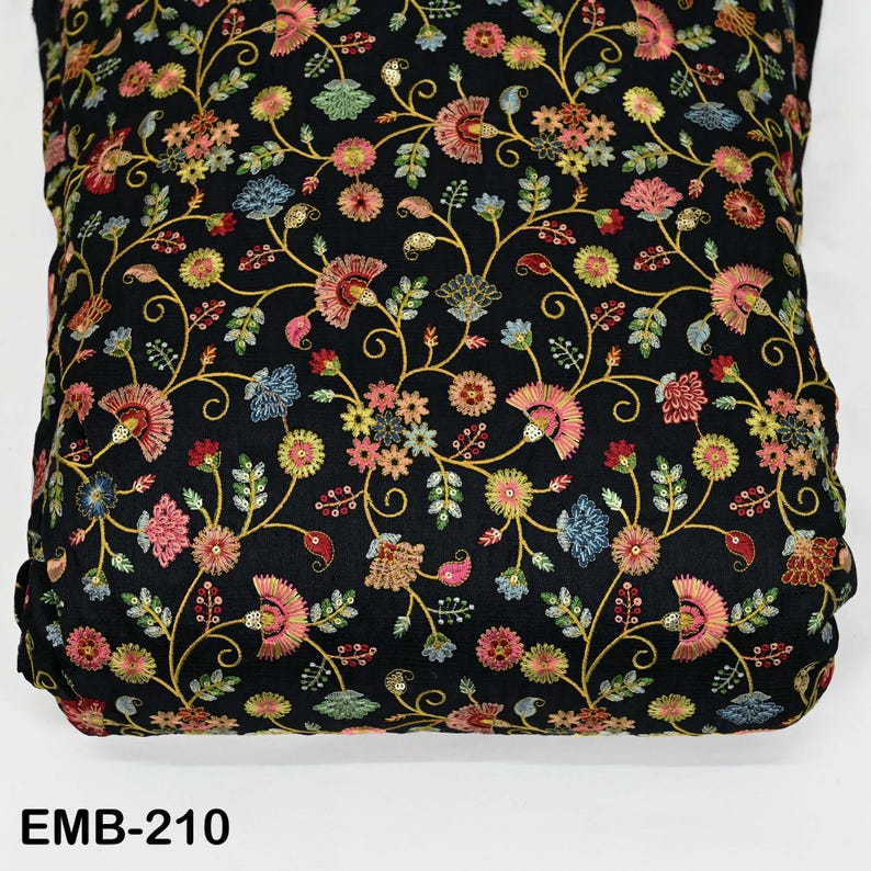 Indian Embroidered Fabric by the Yard Sewing DIY Crafting Embroidery ...