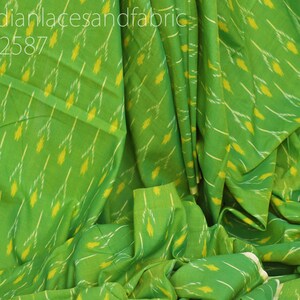 Green Ikat Cotton Fabric by Yard Indian Homespun Handwoven - Etsy