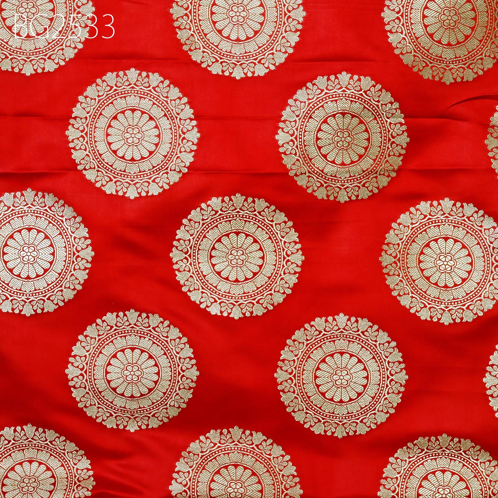 Red Brocade Fabric by the Yard Blended Indian Wedding Dresses Varanasi ...