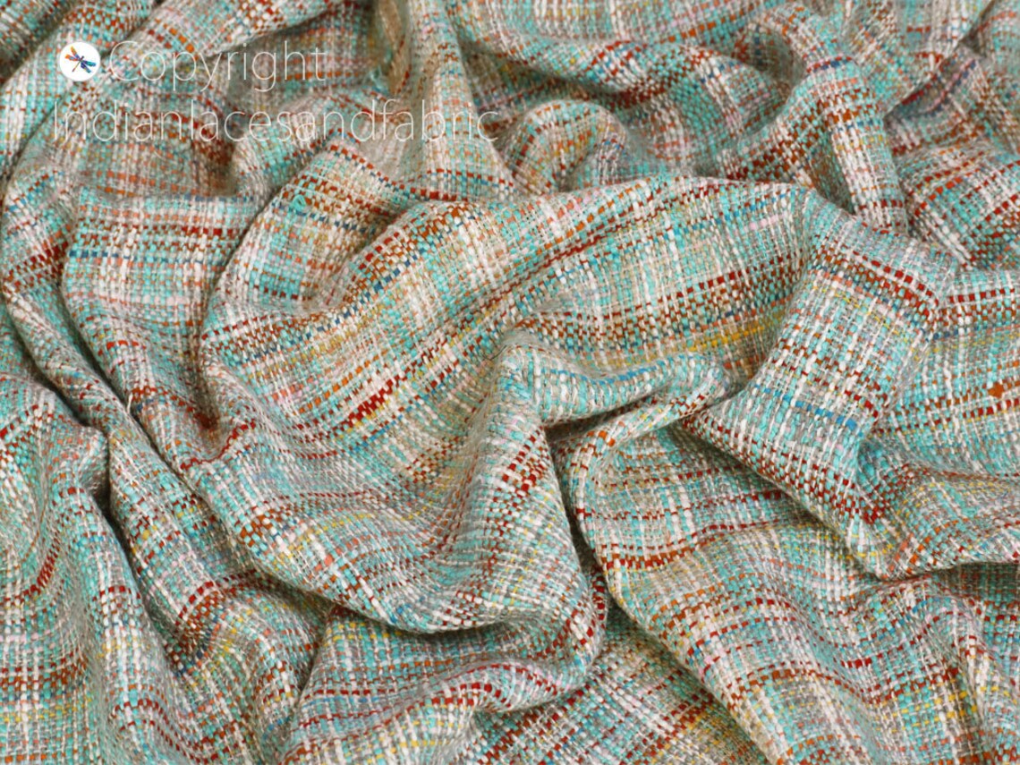 Indian Tweed Fabric Sold by the Yard Multi Color Woven Wool Blend ...