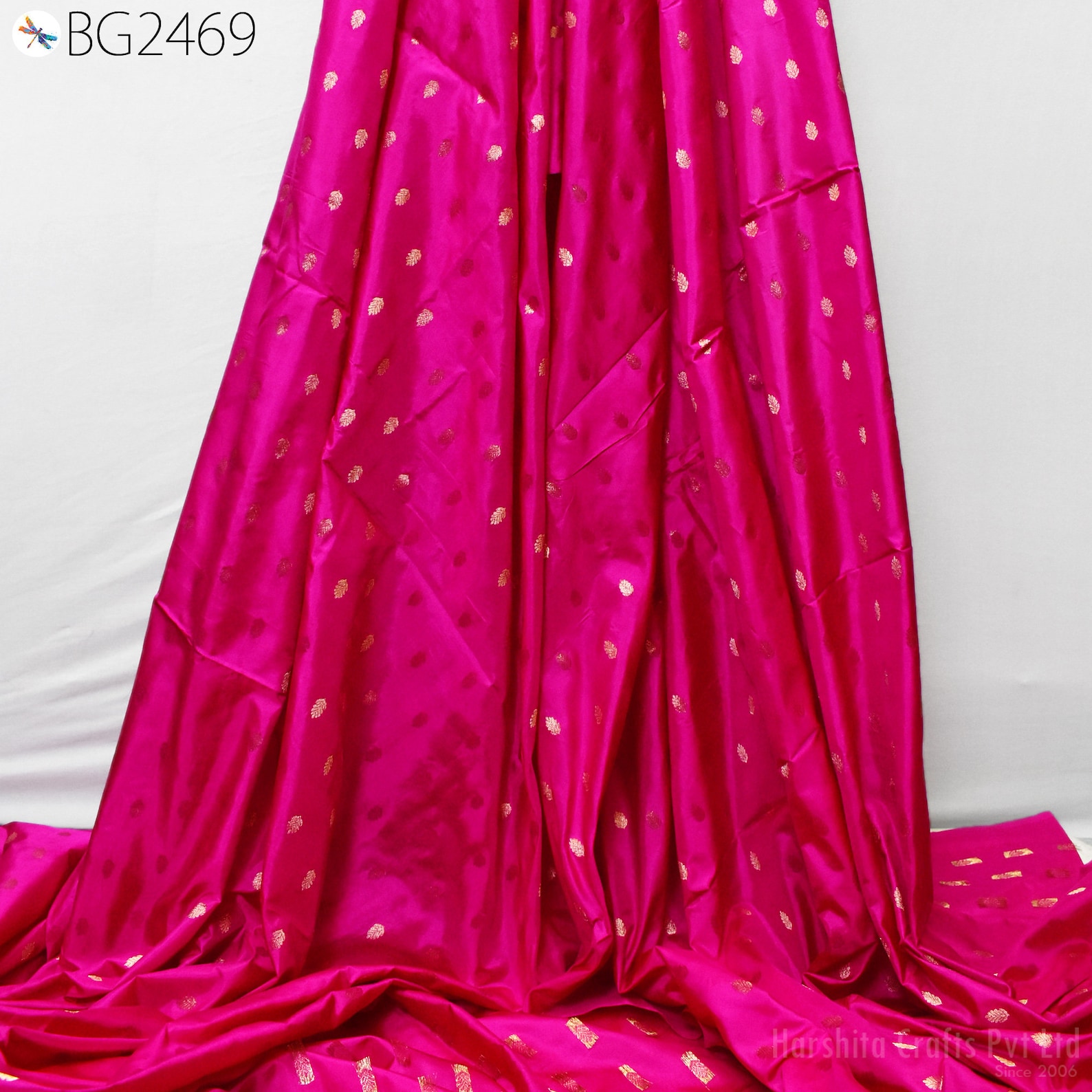 70gsm Pure Mysore Silk Fabric by the Yard Brocade Zari Buttie Indian ...
