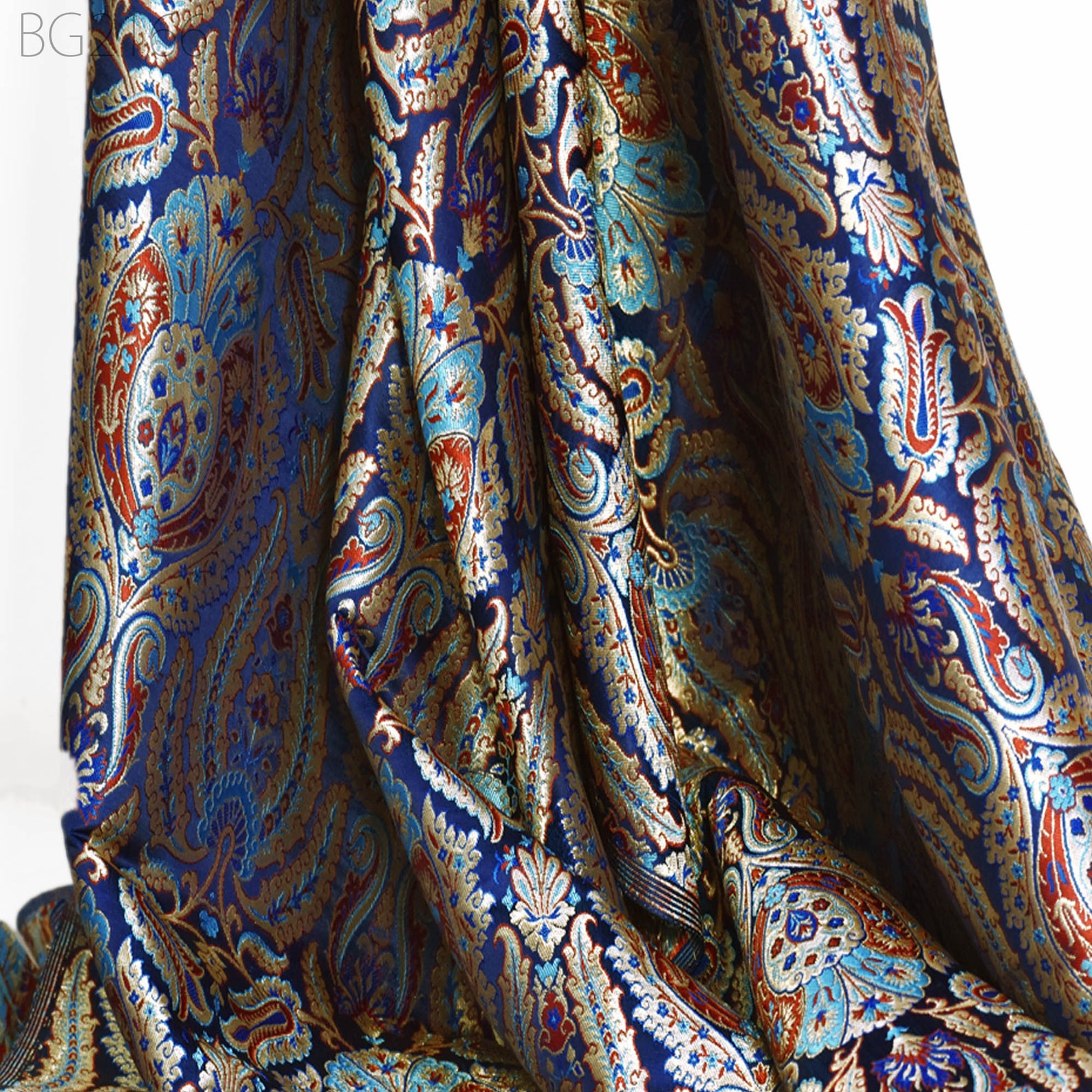 Navy Blue Brocade Fabric by Yard Banarasi Indian Bridal Wedding Dress ...