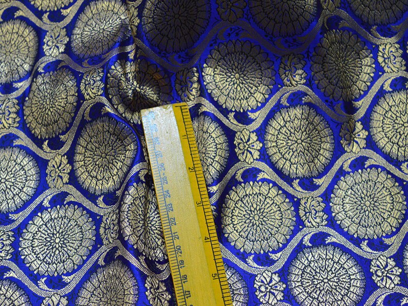 Home Décor Royal Blue Brocade Fabric by the Yard Banaras - Etsy