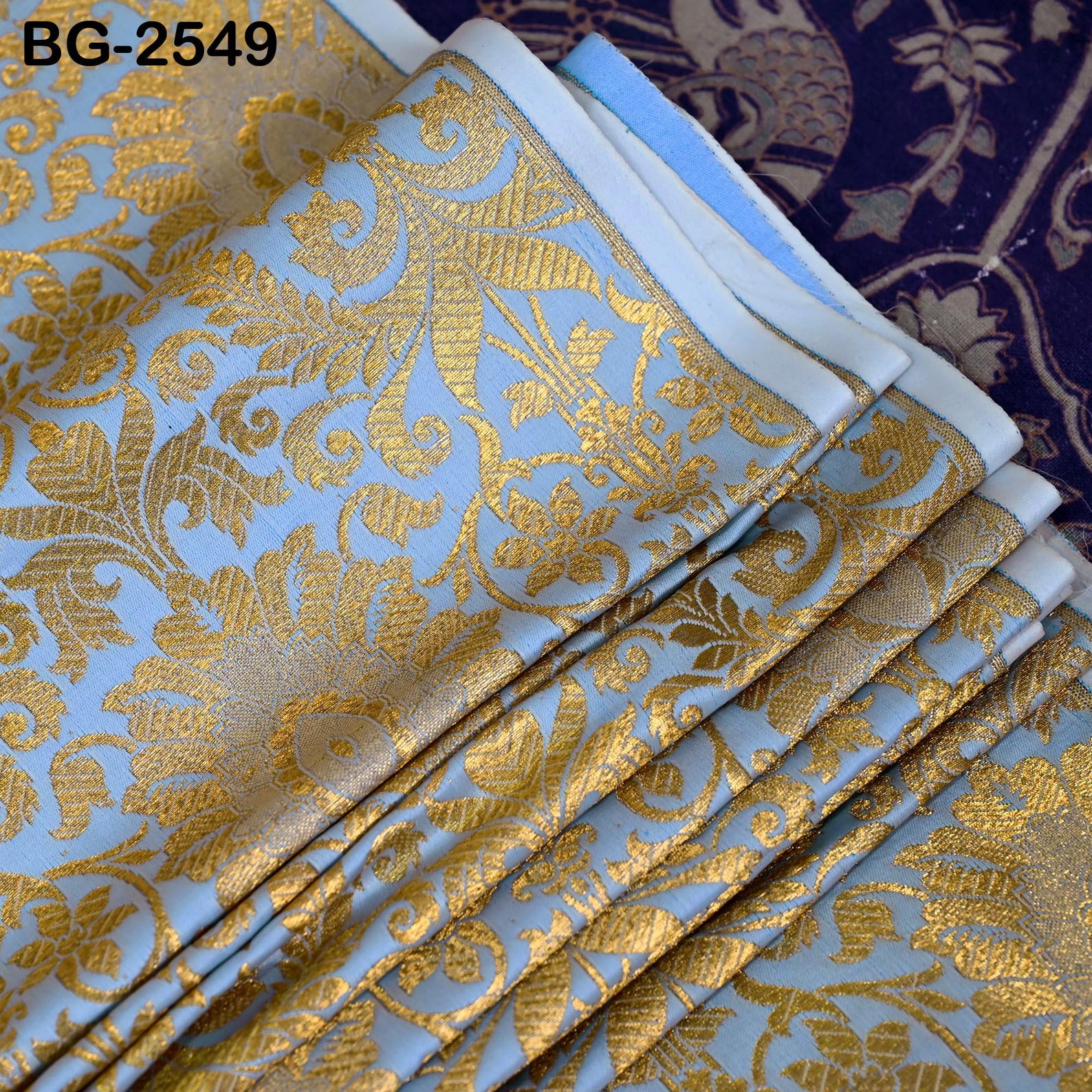 Light Blue Brocade Fabric by Yard Indian Winter Wedding Dress Brides ...