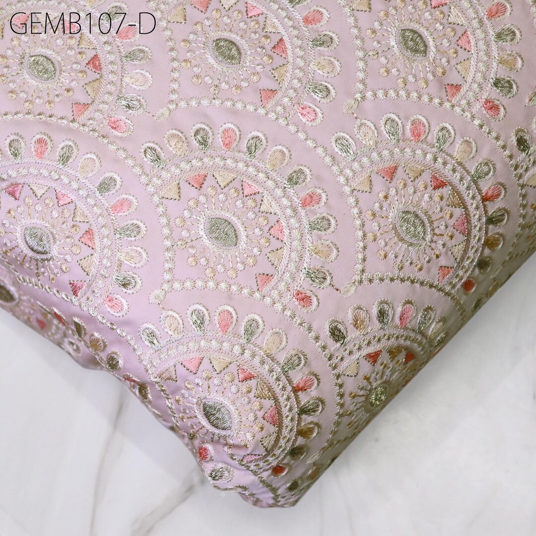 Buy Indian Pink Embroidered Fabric by the Yard Sewing DIY Crafting ...