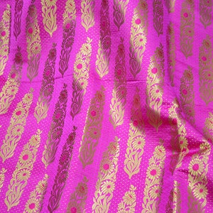 Magenta Brocade Fabric by the Yard Indian Wedding Dress Banarasi ...