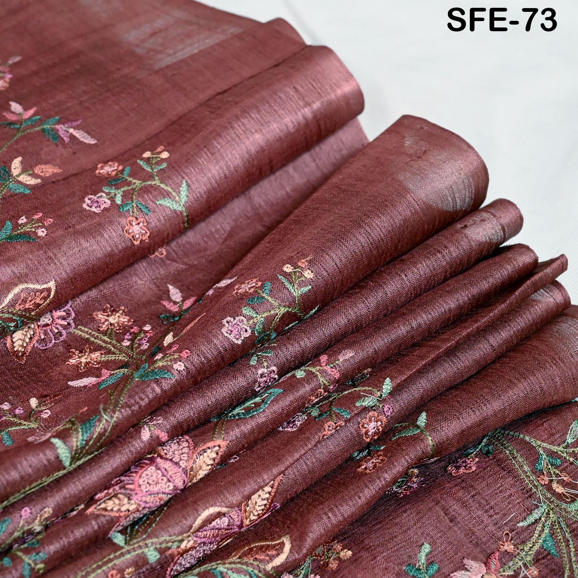 Pure Tussar Silk Embroidery Fabric by the Yard Indian Embroidered Raw ...