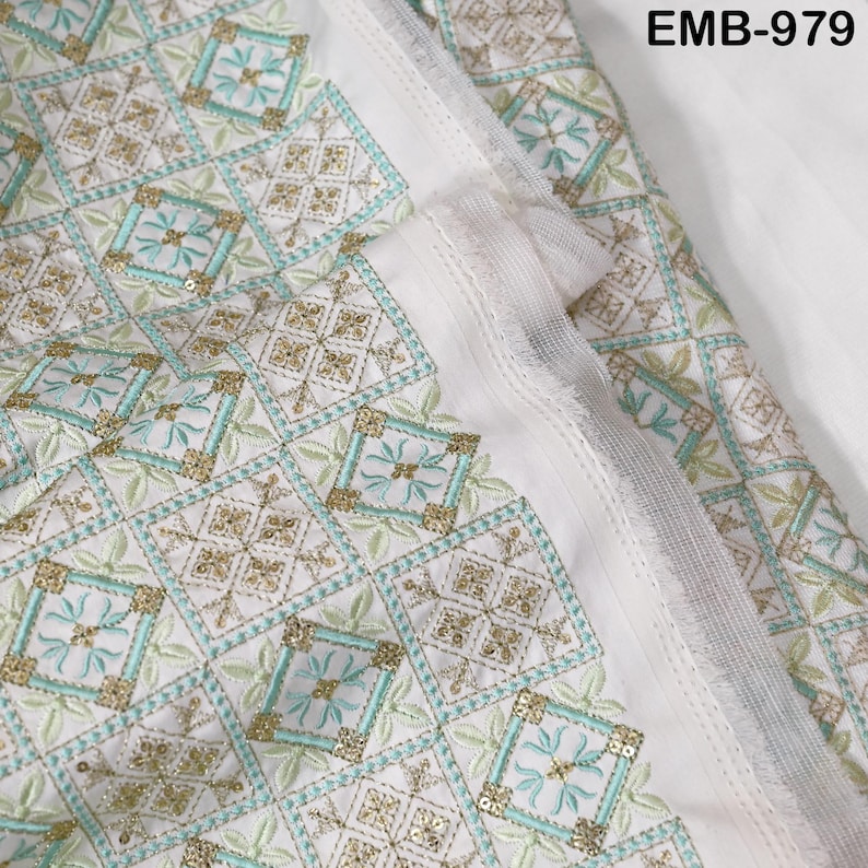 White Embroidered Fabric by the Yard Sewing DIY Crafting Embroidery ...