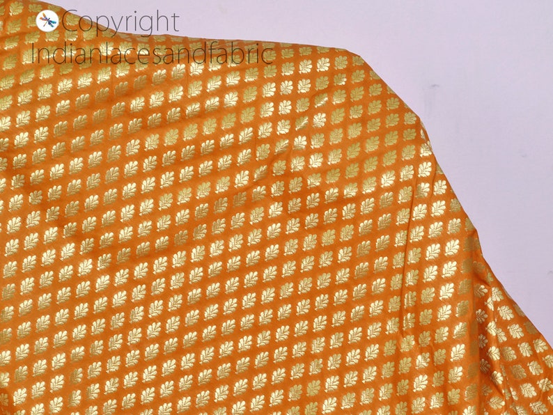 Orange Sewing Indian Brocade Fabric by the Yard Banaras - Etsy
