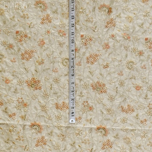 Ivory Fabric by the Yard Sewing DIY Crafting Indian Embroidery Wedding ...