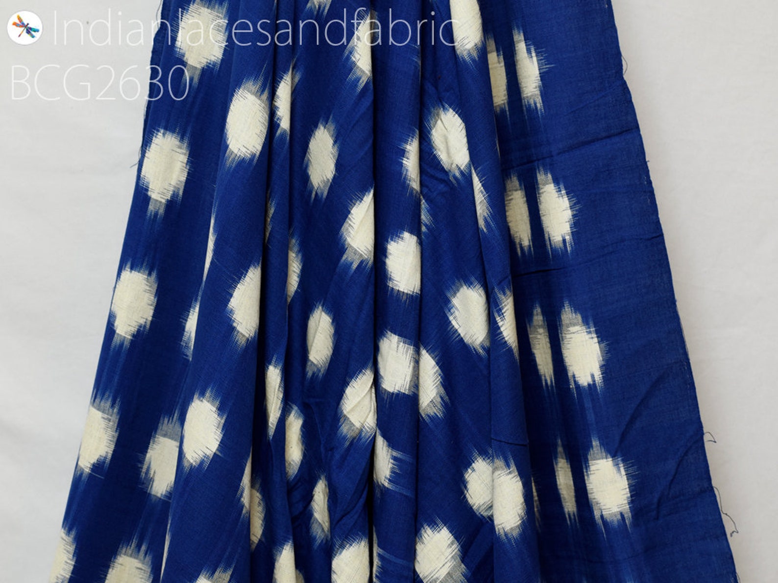 Blue Ikat Fabric Yardage Handloom Upholstery Fabric Cotton - Etsy