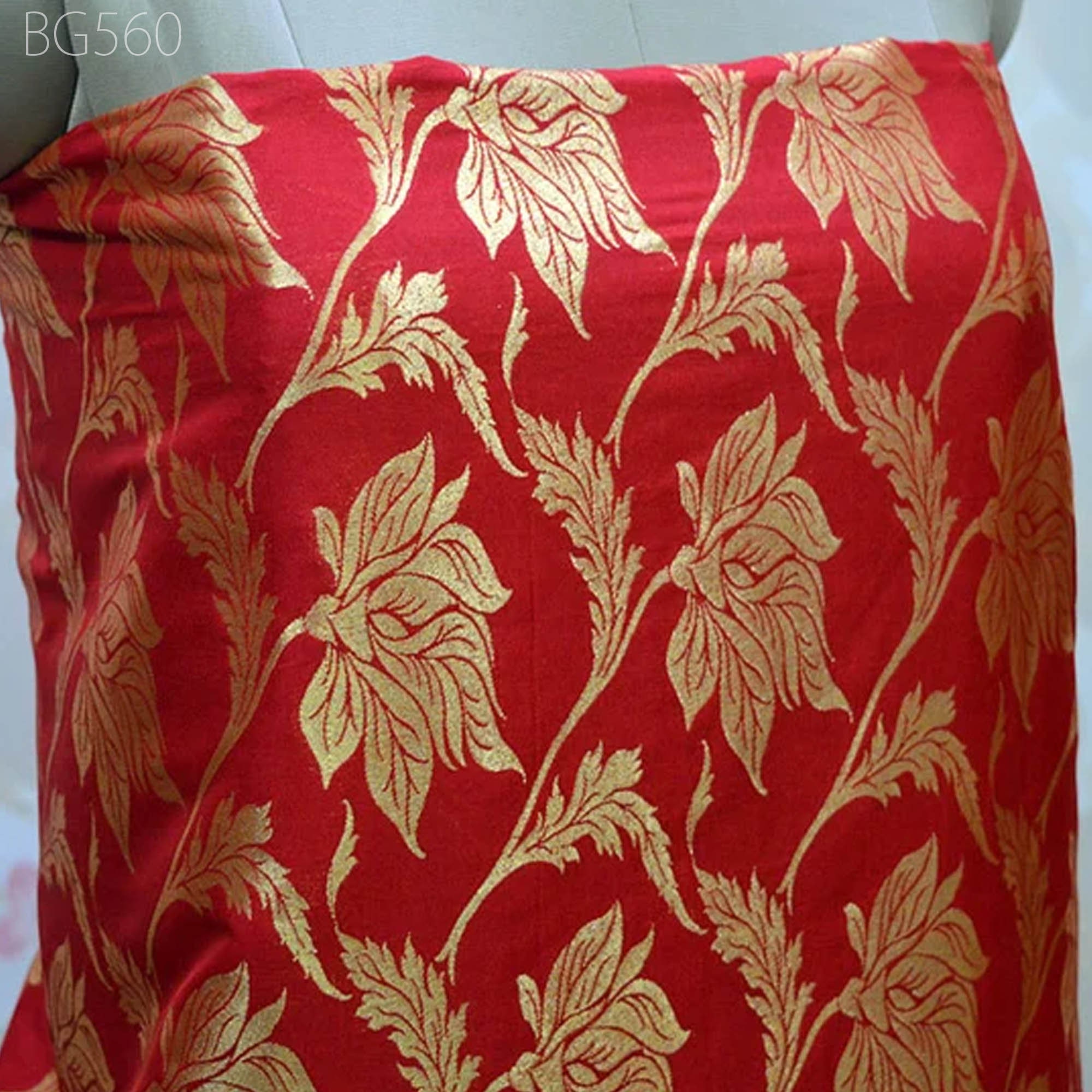 Red Brocade by the Yard Fabric Home Furnishing Wedding Dress Gown ...