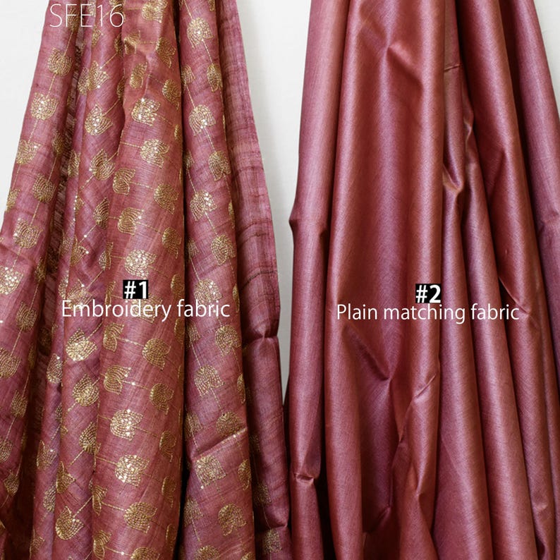 Pure Tussar Silk Embroidered Fabric by the Yard Indian Embroidery Raw ...
