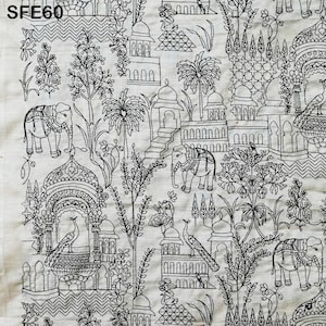 Pure Munga Silk Embroidered Fabric by the Yard Indian Embroidery Moonga ...