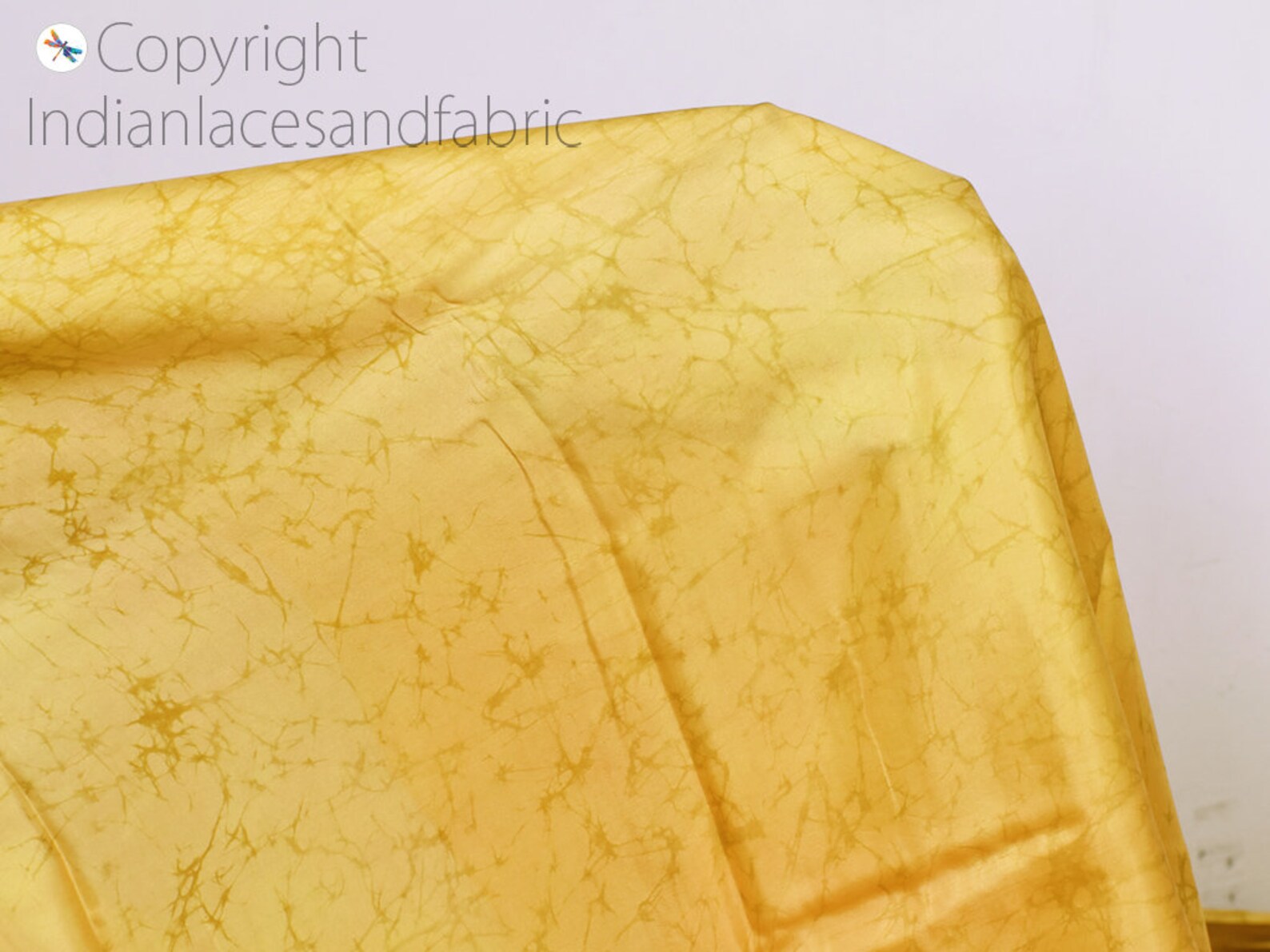 Pale Yellow Indian Soft Batik Print Pure Silk Fabric By The | Etsy