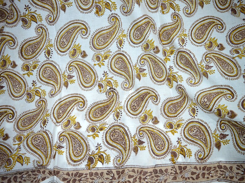Paisley Indian Block Print Soft Cotton Fabric sold by yard | Etsy