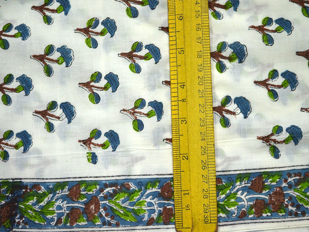 Hand Printed Fabric Block Print Cotton Fabric by the Yard Soft - Etsy