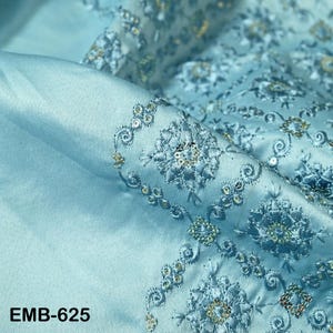 Blue Wedding Dress Material Embroidered Fabric by the Yard Sewing DIY ...