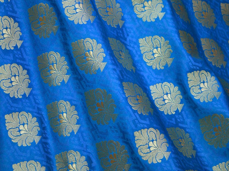 Turquoise Brocade Fabric by the Yard Bridal Wedding Dress - Etsy