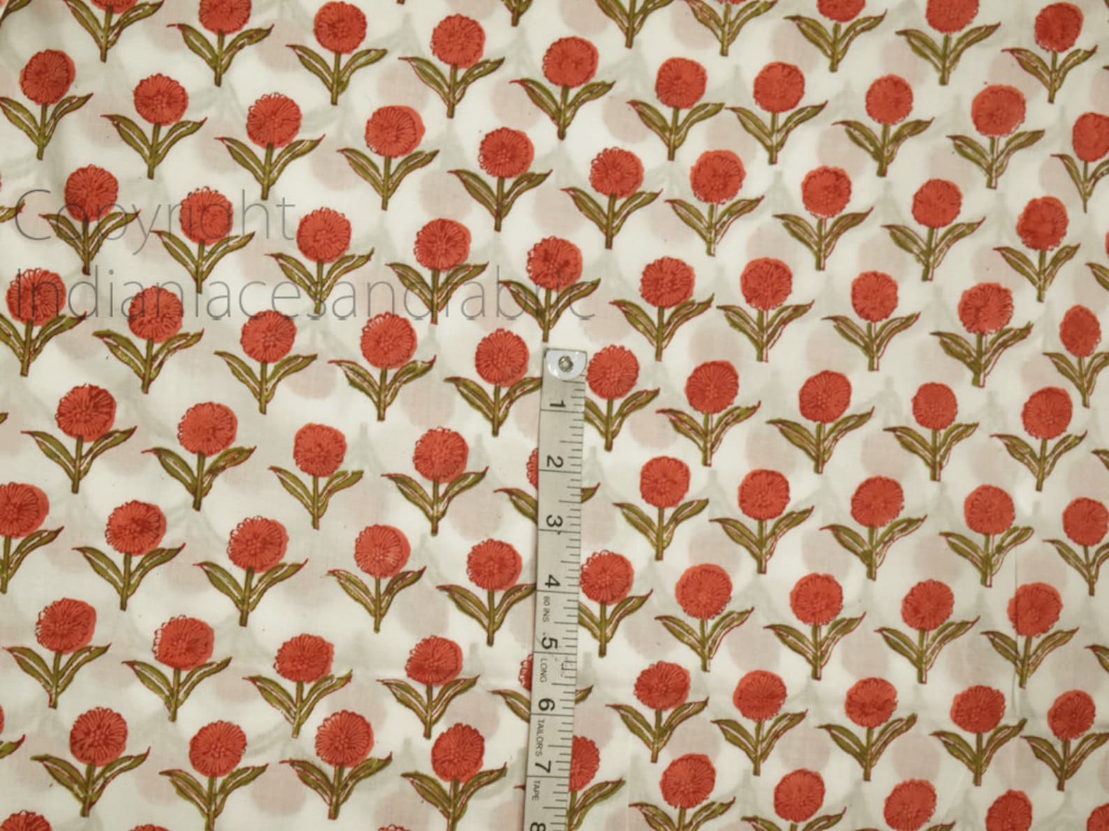 Red Indian Block Printed Soft Cotton Fabric by the Yard Women - Etsy