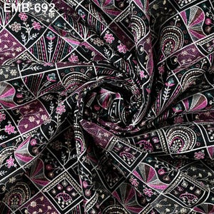 Buy Black Wedding Material Embroidered Fabric by the Yard Sewing ...