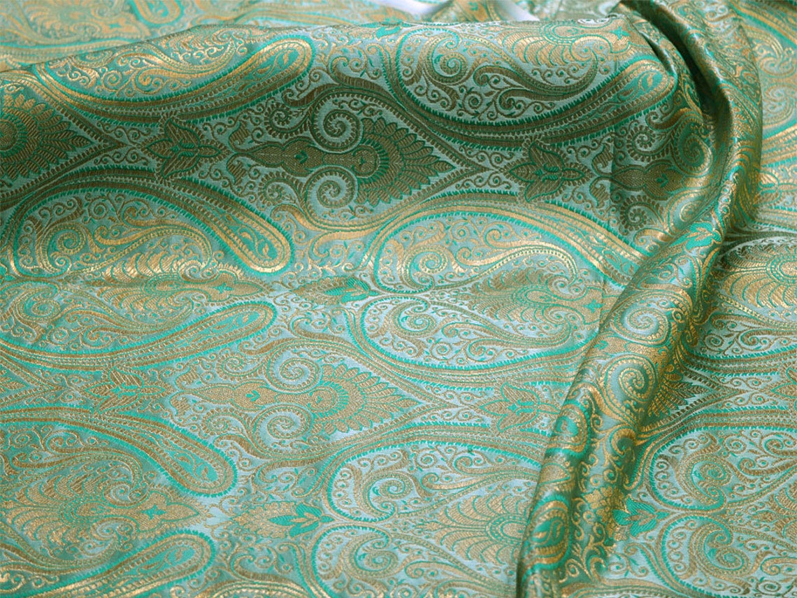Brocado verde menta por layarda Chaleco de tela Chaqueta - Etsy España