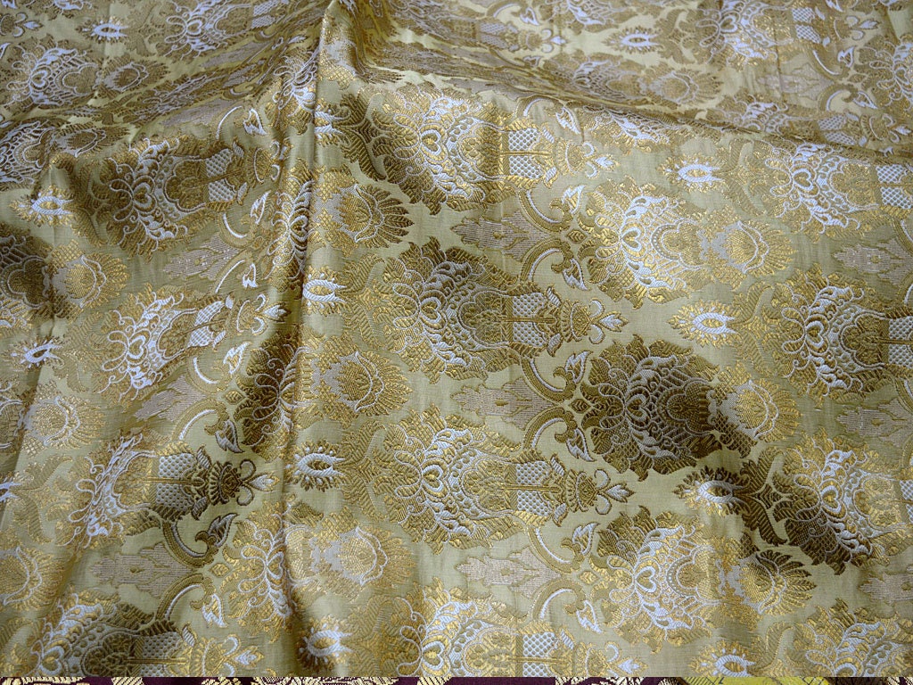 Crafting Lemon Yellow Brocade Fabric by the Yard Jacket | Etsy