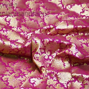 Buy Dark Magenta Indian Brocade Fabric by the Yard Banarasi Lehenga ...
