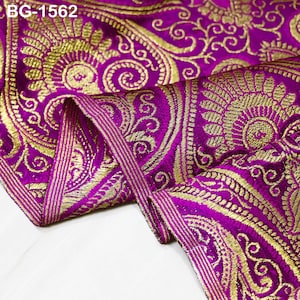 Purple Brocade Fabric by the Yard Wedding Dress Fabric Banaras Brocade ...