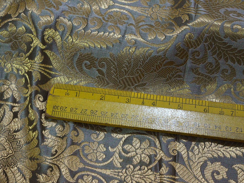 Indian Brocade Fabric Grey Brocade Fabric by the Yard Wedding - Etsy India