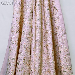 Indian Pink Embroidered Fabric by the Yard Sewing DIY Crafting ...