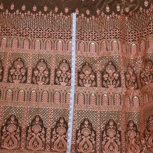 Peach Sequin Net Embroidery Fabric Indian Saree Embroidered - Etsy