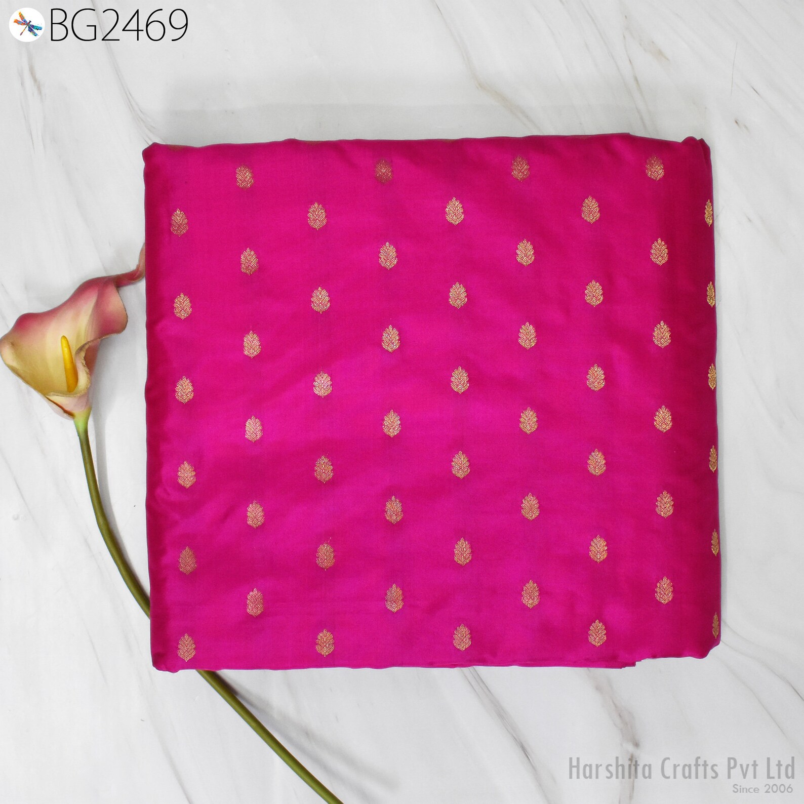 70gsm Pure Mysore Silk Fabric by the Yard Brocade Zari Buttie Indian ...