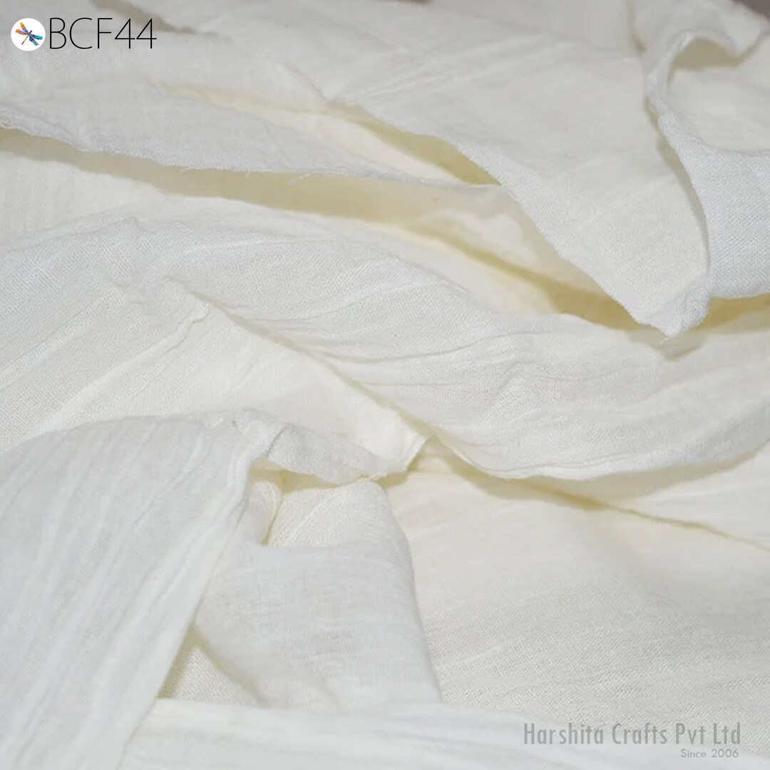 Soft Cotton Fabric Ivory Crinkle Cotton Fabric Super Soft on Skin ...