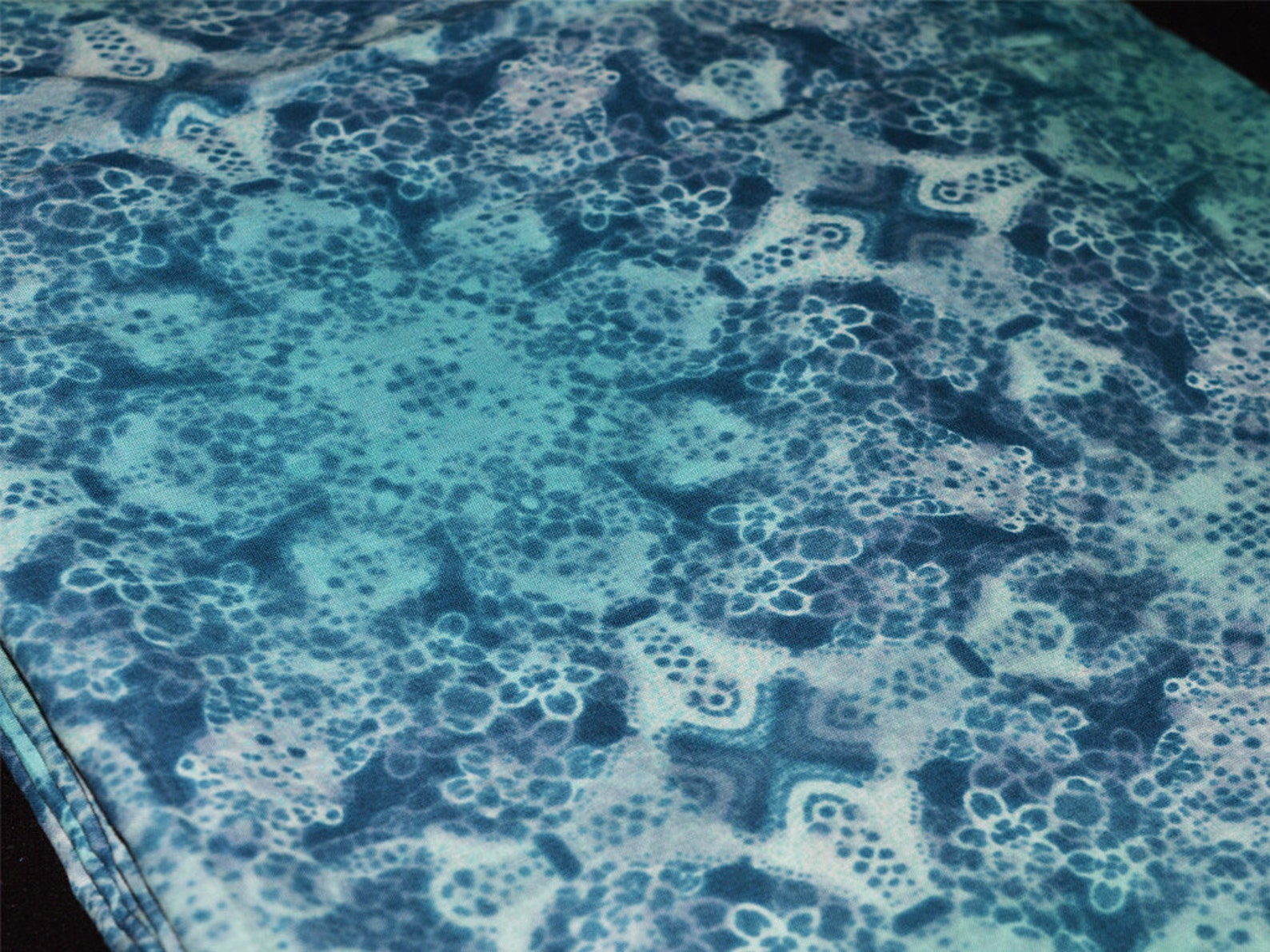 Abstract Print Screen Printed Cotton Fabric in Teal Blue Color | Etsy